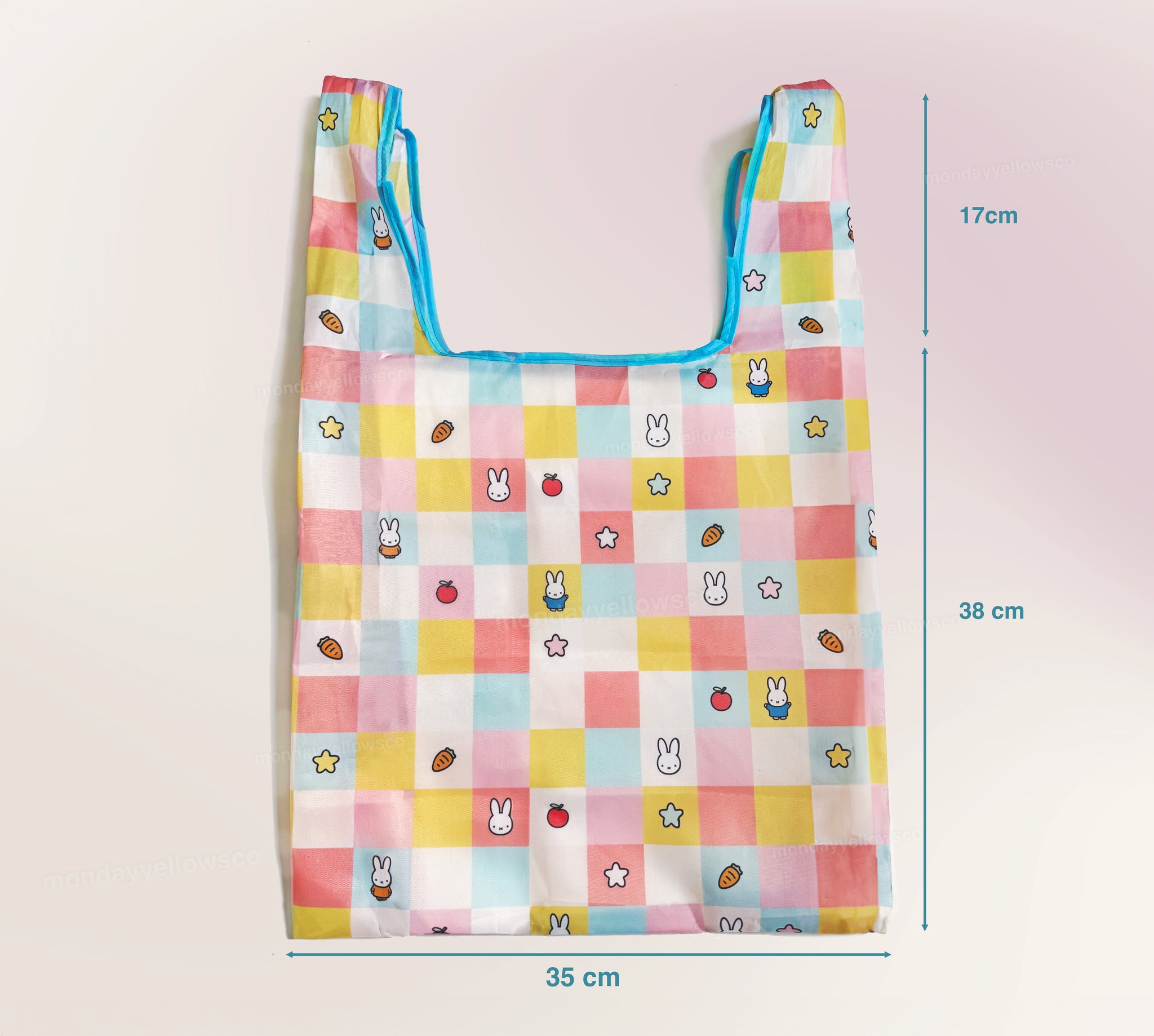 Bunny Rabbit Checkered Reusable Eco Packable Tote Bag – monday yellows
